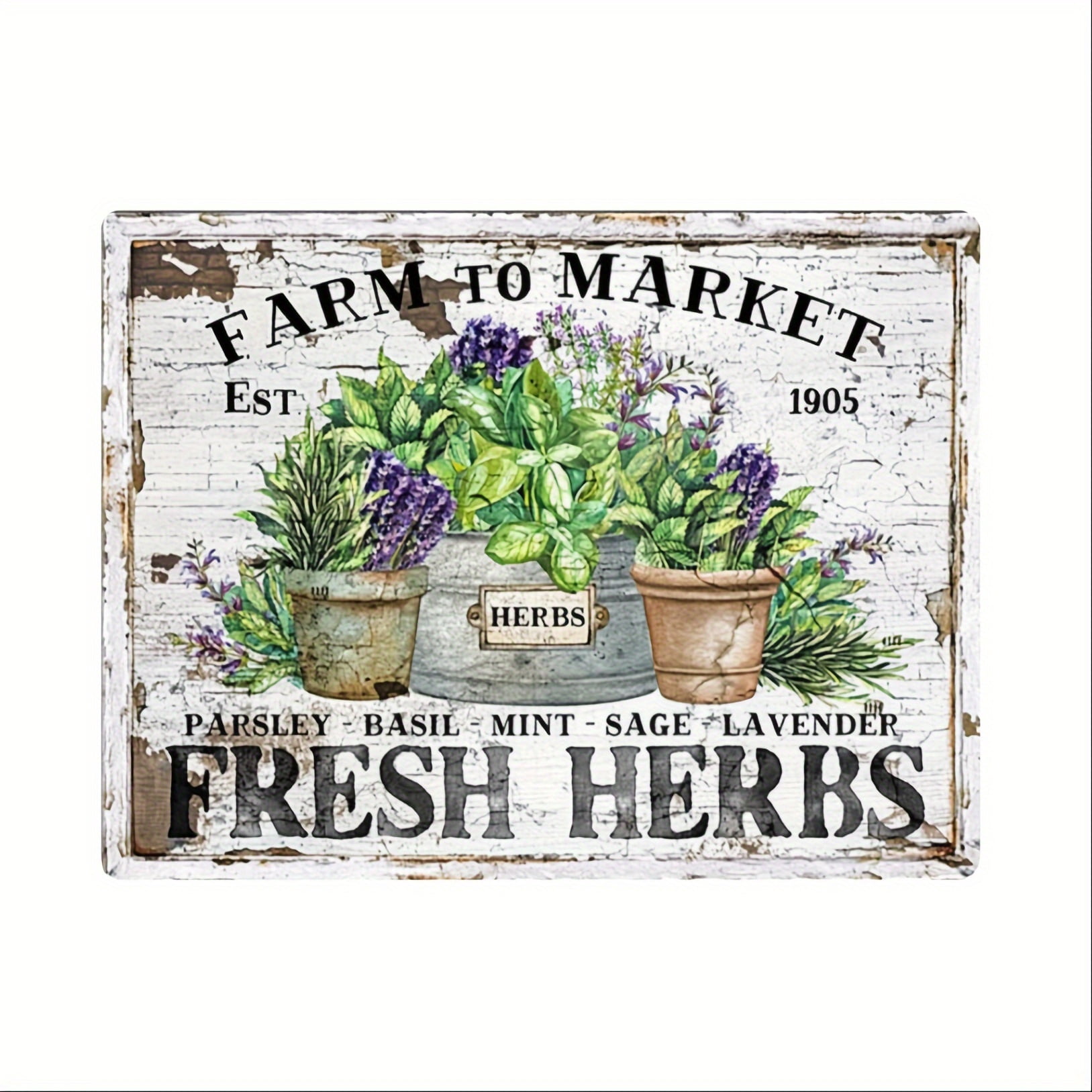1pc, Farm To Market Fresh Herbs, Herbs Sign, Vintage Kitchen Decor ...