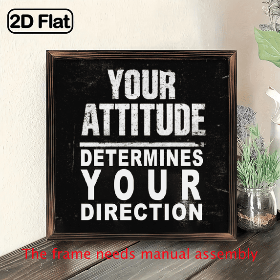 1pc Farmhouse Inspirational Wood Sign, 8x8 Inches, Your Attitude ...