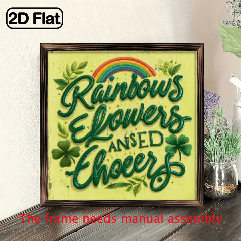 1pc Farmhouse Rustic Wooden Sign - Rainbow, Four-Leaf Clover Endless ...