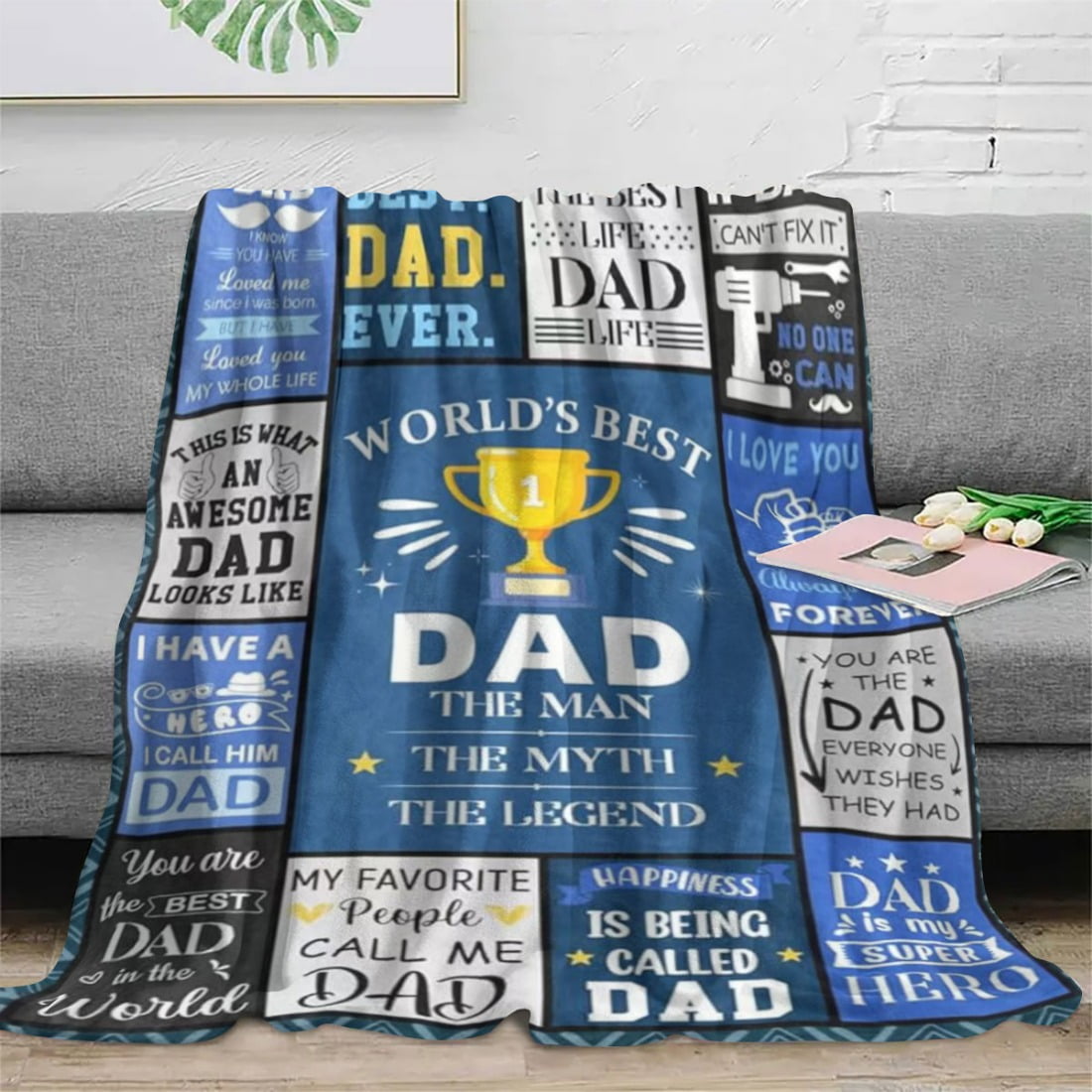 1pc Father's Day Blanket from Boys & Girls to Dad - Soft Flannel Throw ...