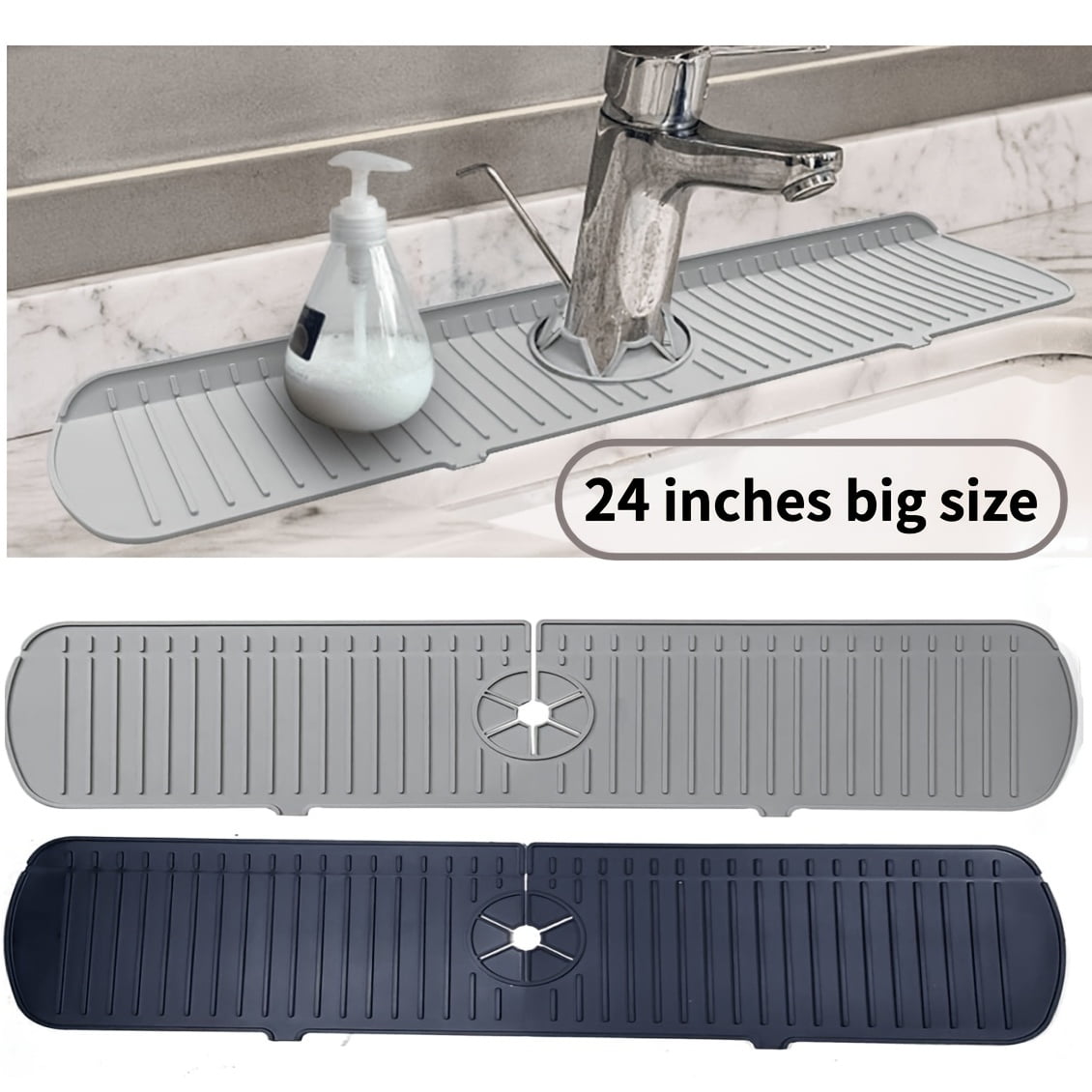 1pc Faucet Sink Splash Guard Mat, Silicone Water Catcher, Draining Pad ...