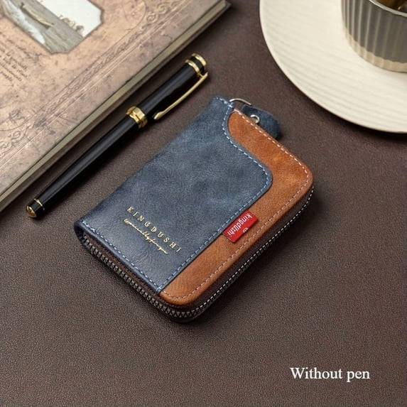 1pc Faux Leather Wallet, Compact Zippered Card Holder with Multiple ...