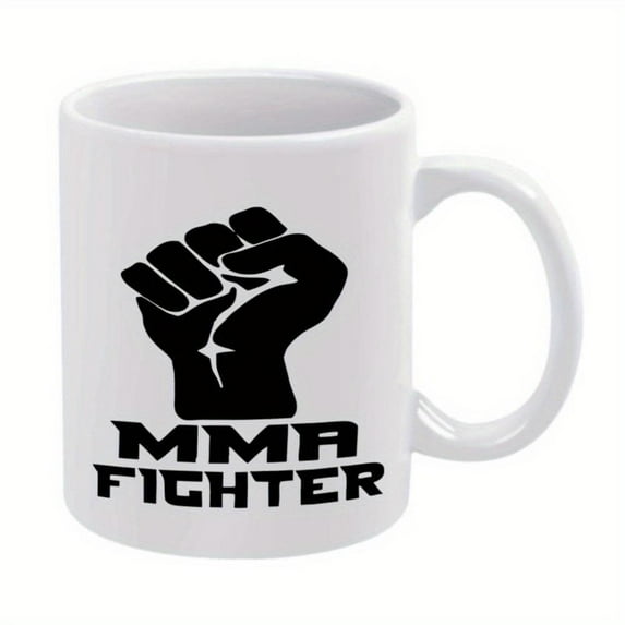 1pc Fighter 11oz Ceramic Mug Black Fist Design with MMA FIGHTER Text ...