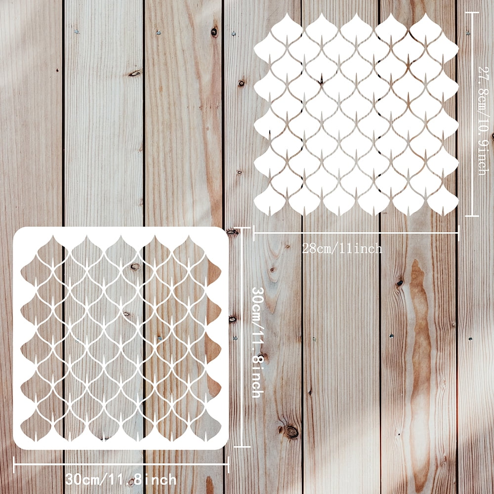 1pc Fish Scale Stencil Dragon Scales Tiles Stencil Templete 30x30cm ...