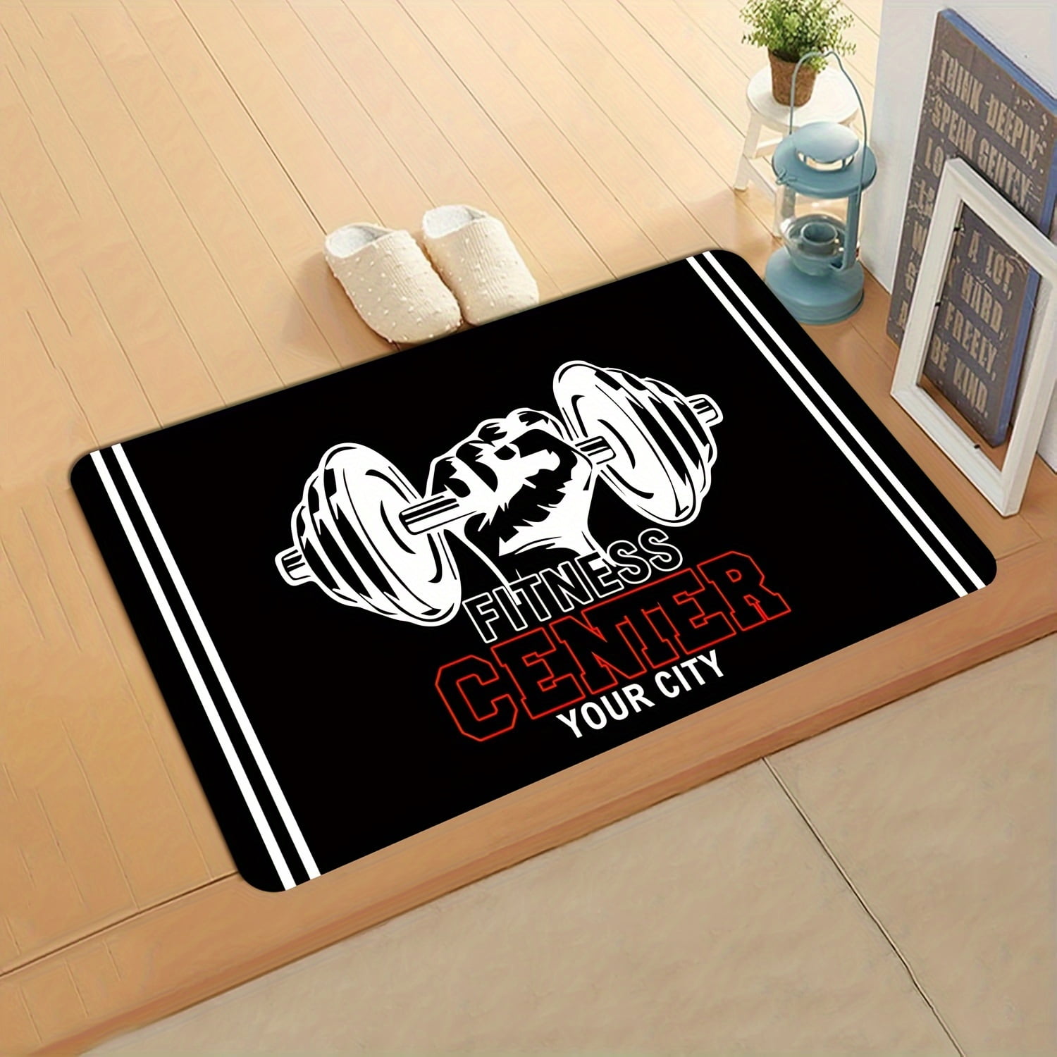 1pc Fitness Center Welcome Mat - Non-Slip, Machine Washable ...