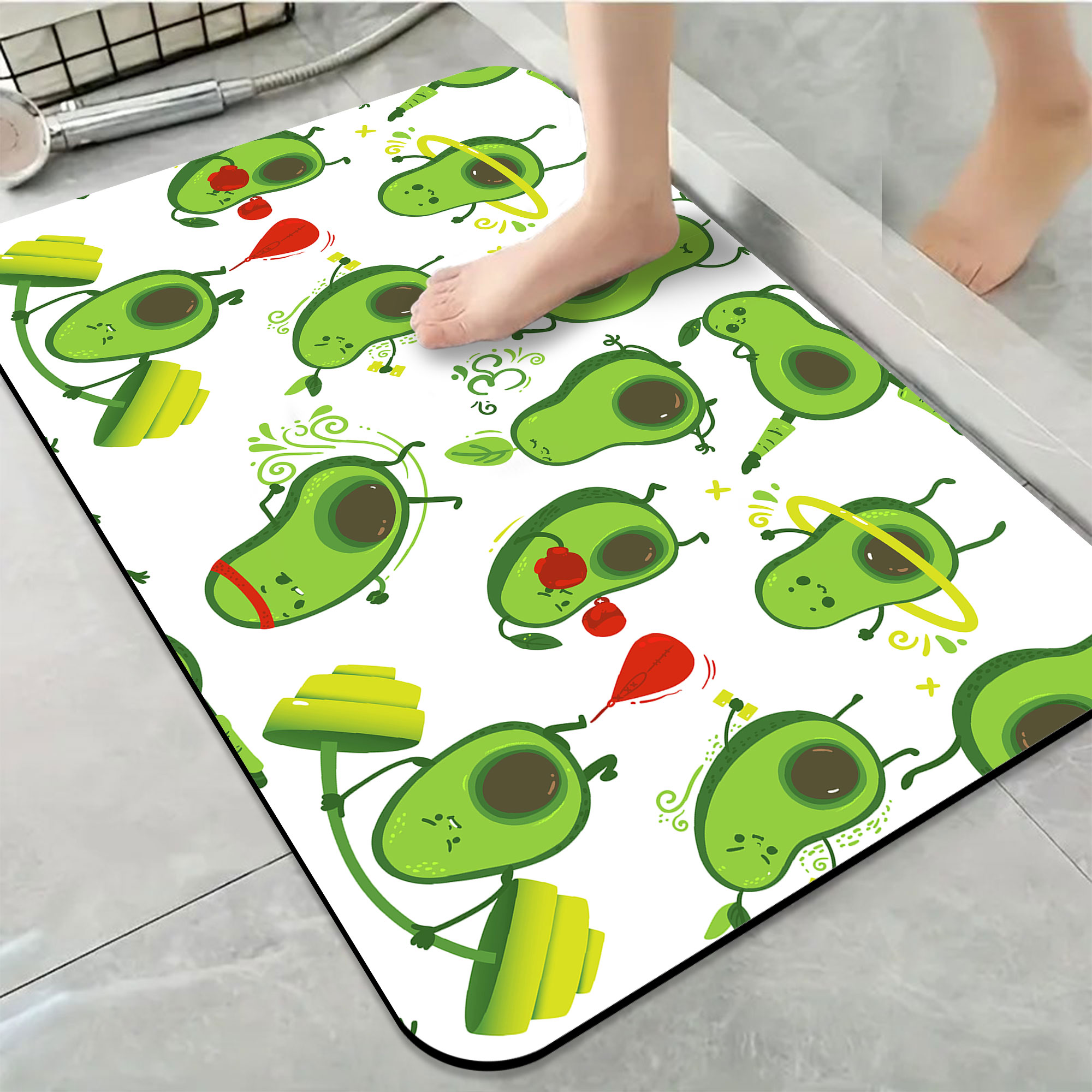 1pc Fitness themed Avocado Characters Bathroom Rug Bathroom Decor and ...