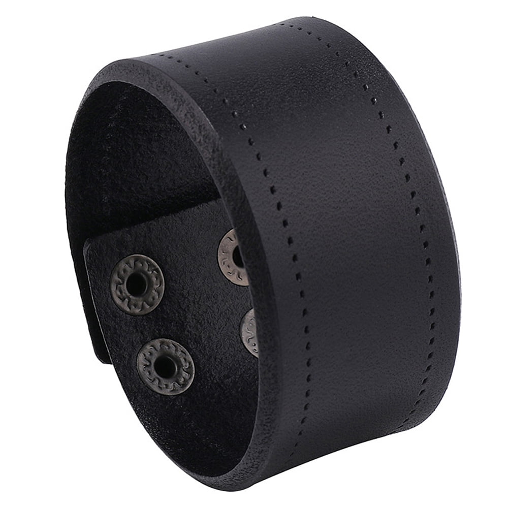 1pc Flat Sided Cowhide Leather Cord Bracelets Iron Snap Bracelets for ...