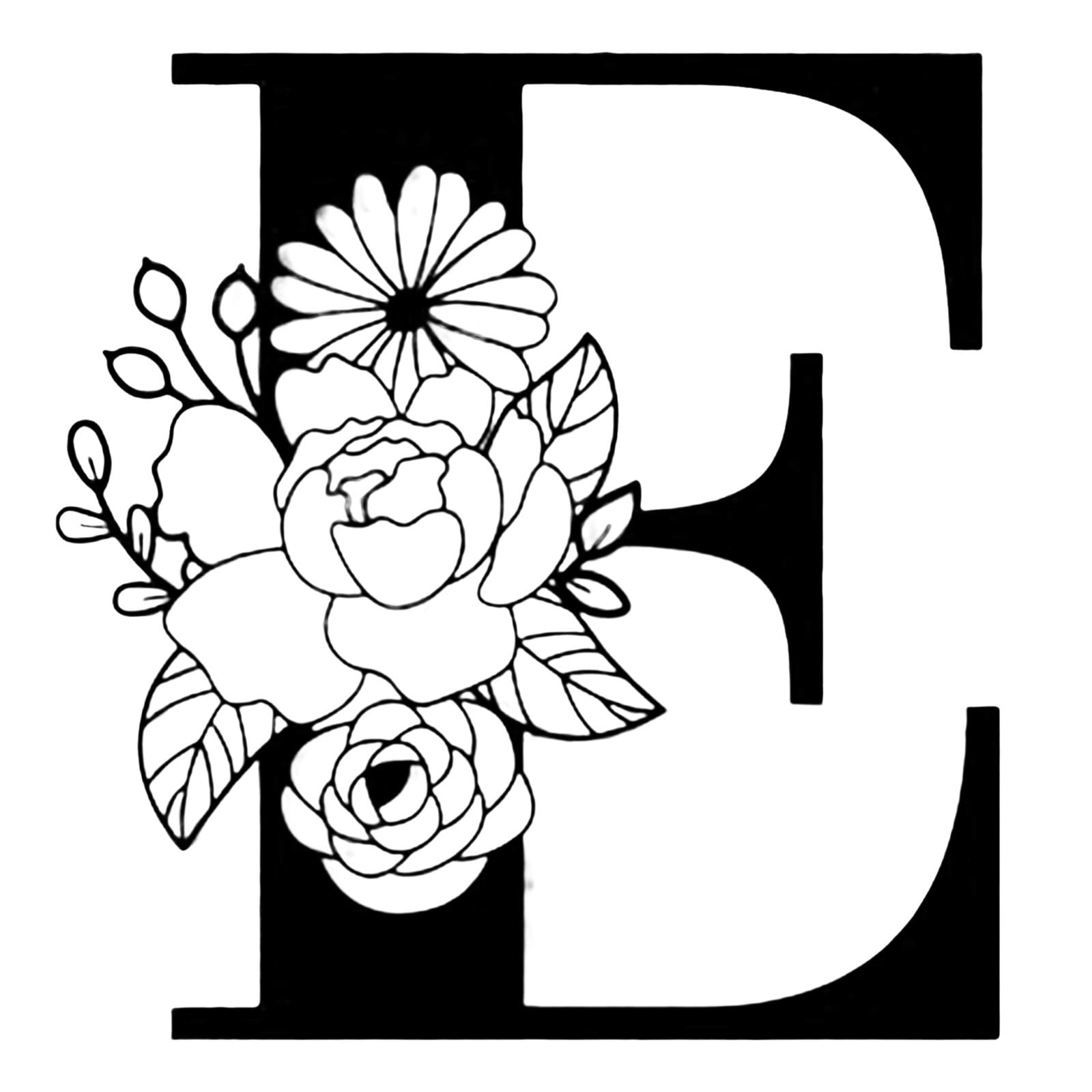 1pc Floral Monogram Letters Metal Sign Metal Wall Art Floral Capital ...