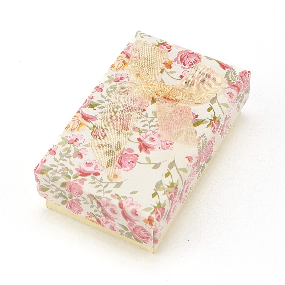 1pc Flower Pattern Cardboard Jewelry Packaging Box 2 Slot For Ring ...