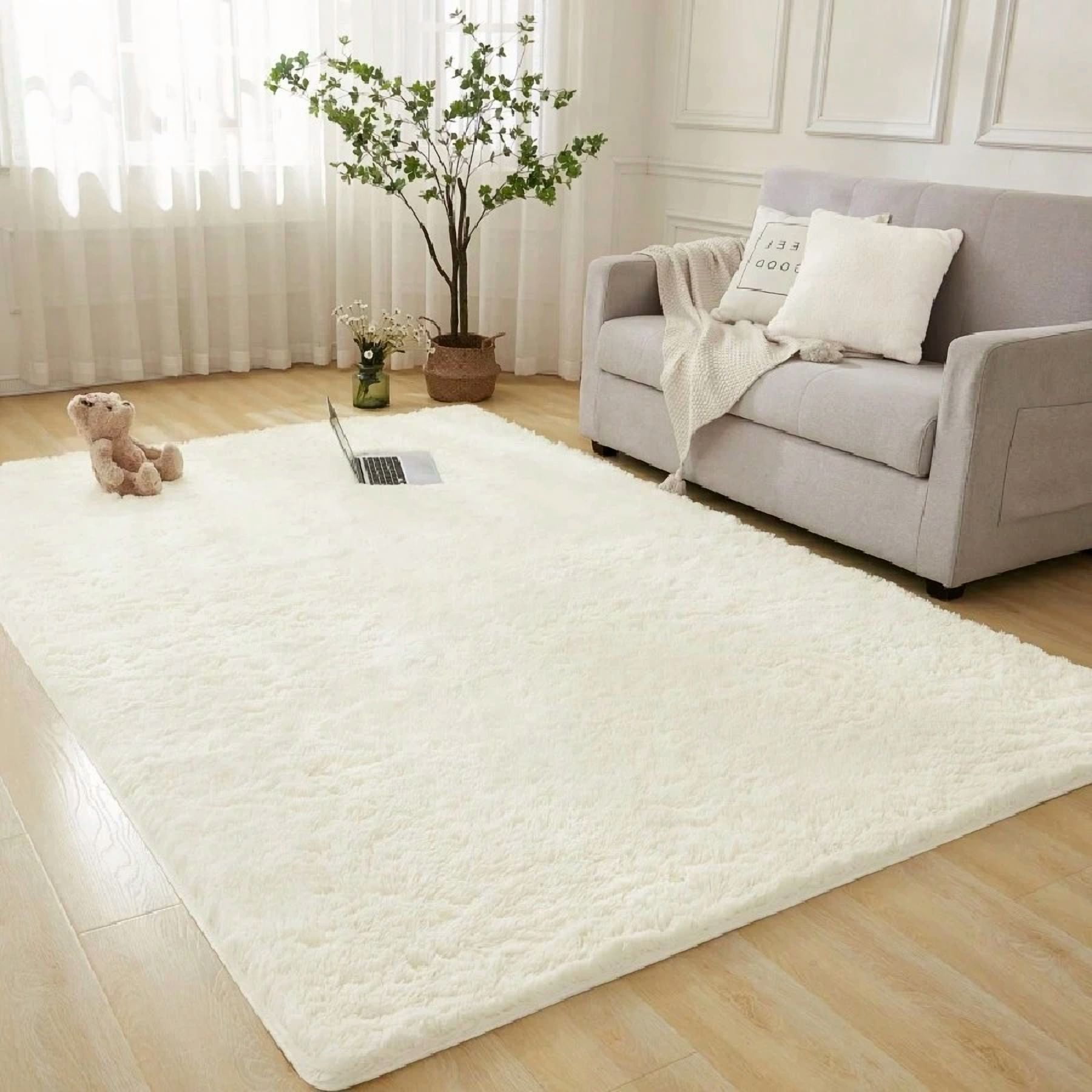1pc Fluffy Area Rugs For Living Room, Shaggy Plush Rug For Bedroom ...