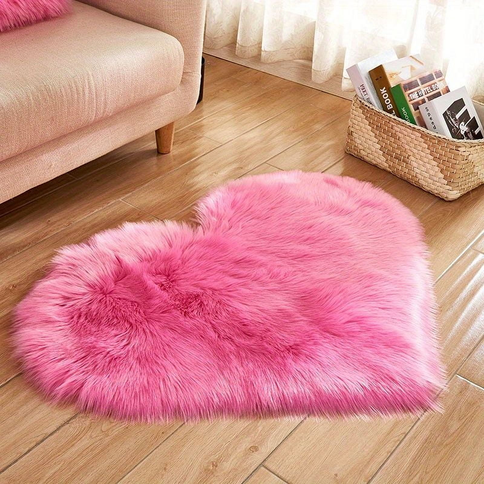 1pc, Fluffy Shaggy Area Rug, Solid Color PV Velvet Carpet, Plush Heart ...
