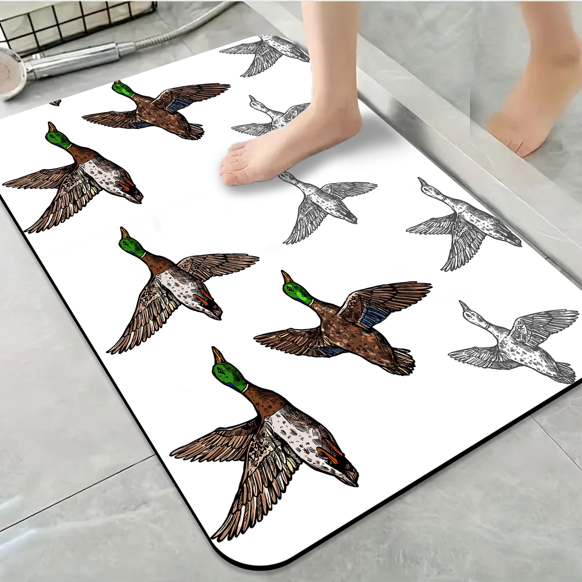 1pc Flying Ducks Pattern Bathroom Rug Bathroom Decor and Accessories ...