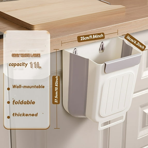 1pc Foldable Hanging Trash Can - Household Cabinet-Mounted Garbage ...