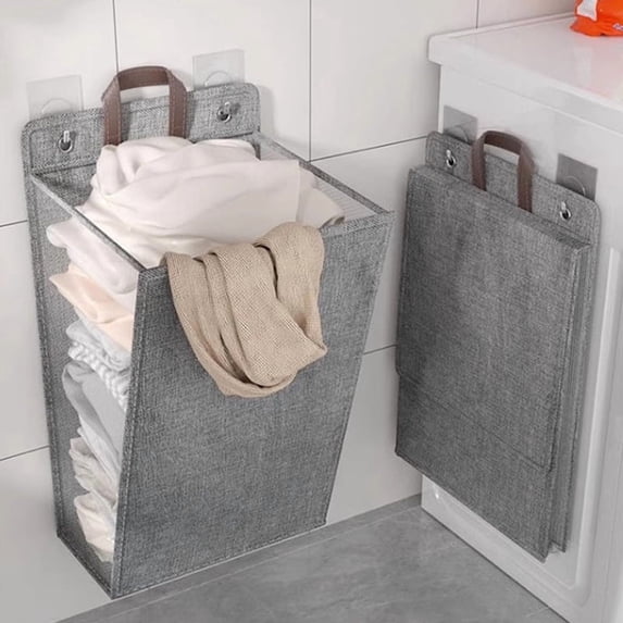 1pc Foldable Wall-Mounted Laundry Hamper Basket - Space-Saving Oxford ...