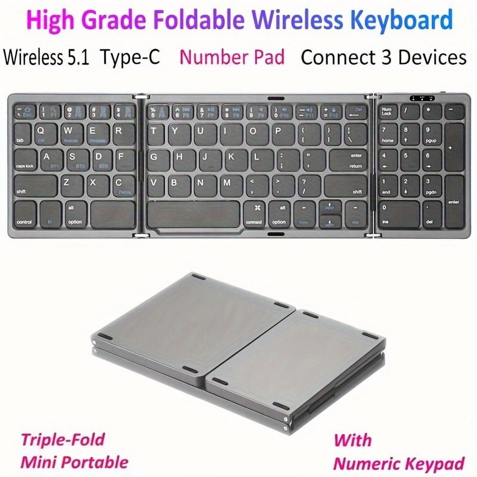 FANRUINA 1Pc Foldable Wireless Keyboard With Numeric Keypad For Windows ...