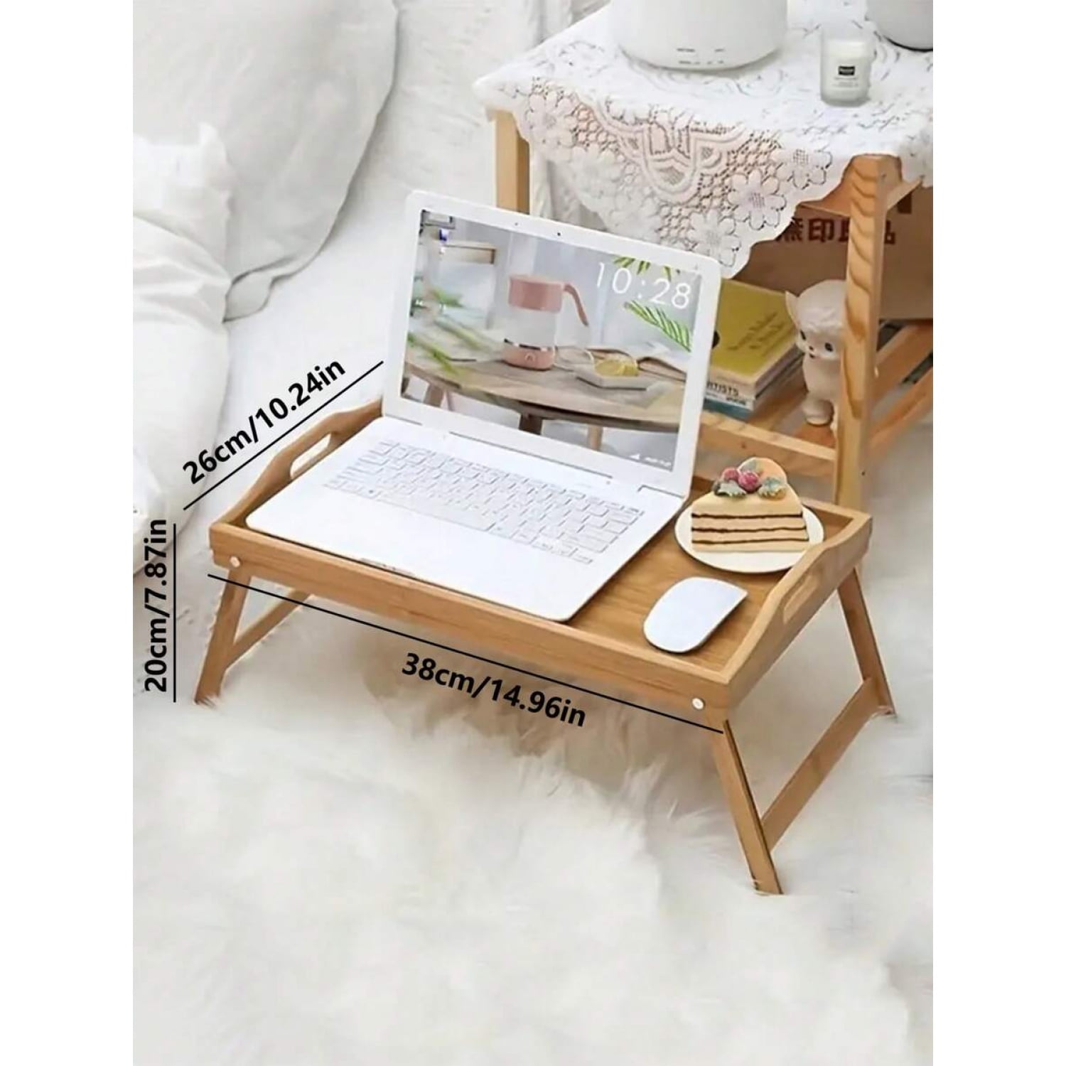 1pc Folding Desk With Foot Tray And Creative Tray, Lazy Bed Table ...