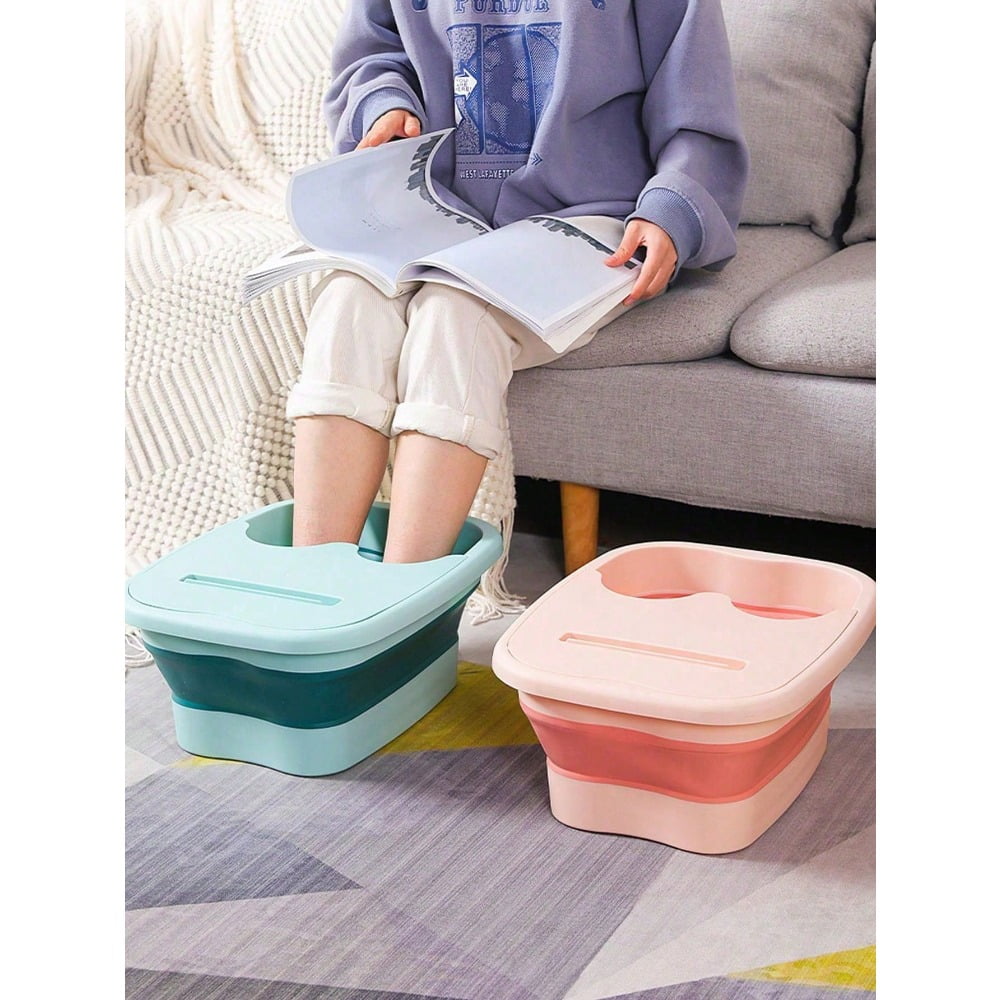 1pc Folding Foot Bath Bucket With Lid, Home Foot Spa Tub With Cover ...