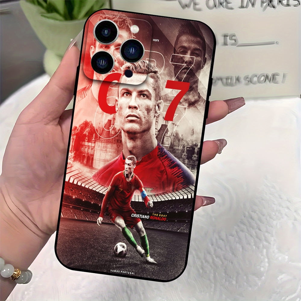1pc Football Star Ronaldo Shockproof TPU Black Phone Case for iPhone 11 ...