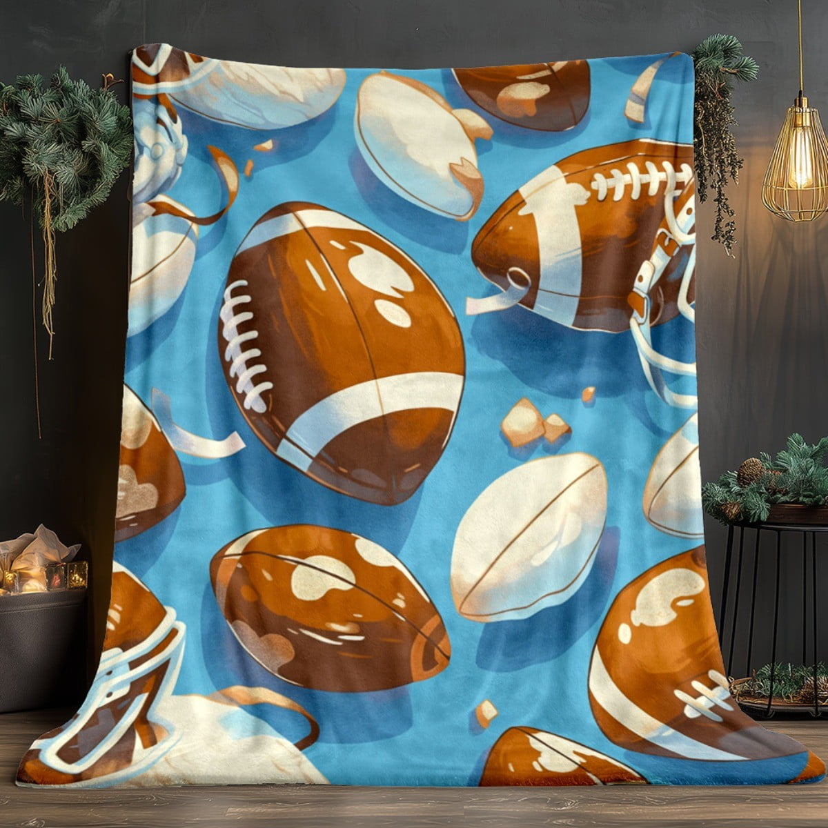 1pc Football Throw Blanket - Lightweight Flannel Sofa Bedspread with ...