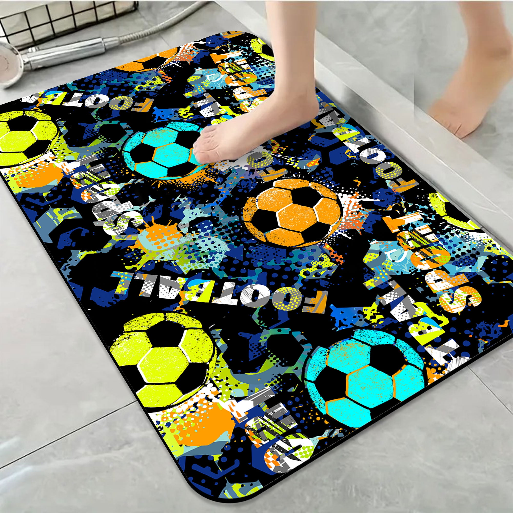 1pc Football themed Graphic Bathroom Rug Bathroom Decor and Accessories ...