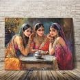 1pc Framed Canvas Wall Art - Indian Women in Traditional Attire ...