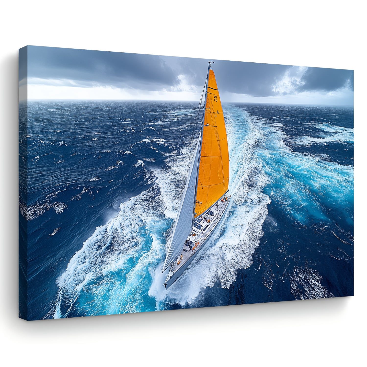 1pc Framed Sailboat at Sea Wall Art - Contemporary Nautical Wood Frame ...