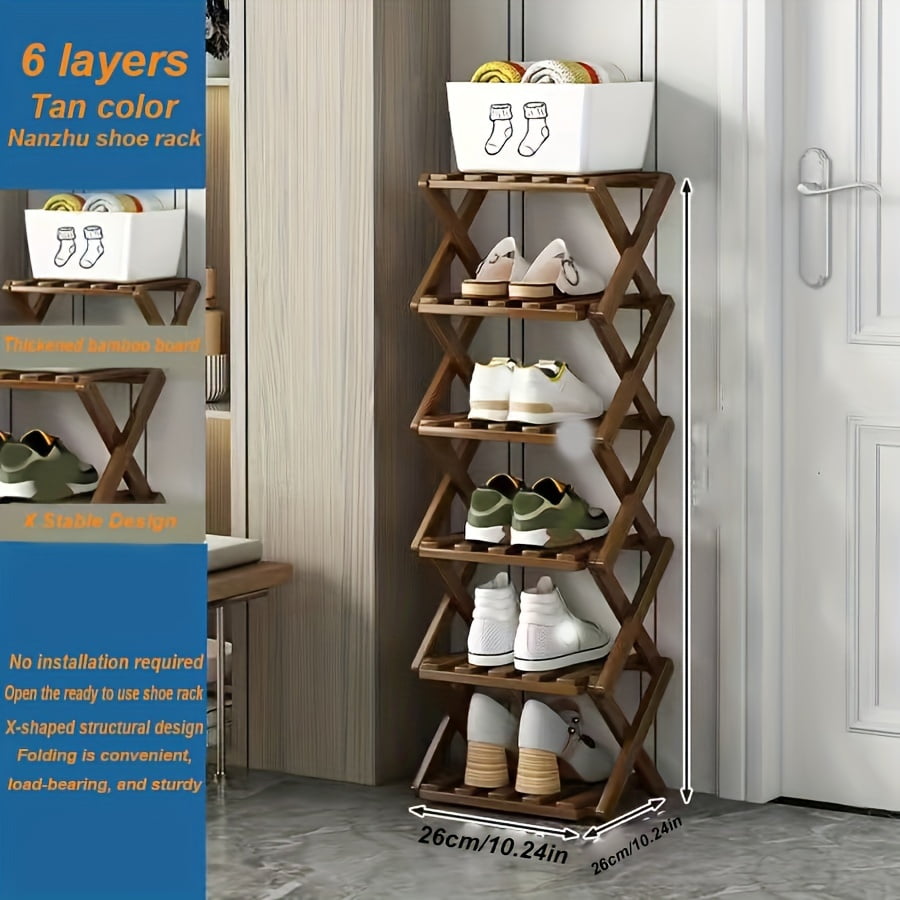 1pc Free Installation Retractable Shoe Rack, Foldable 3-9 Layer Shoe ...
