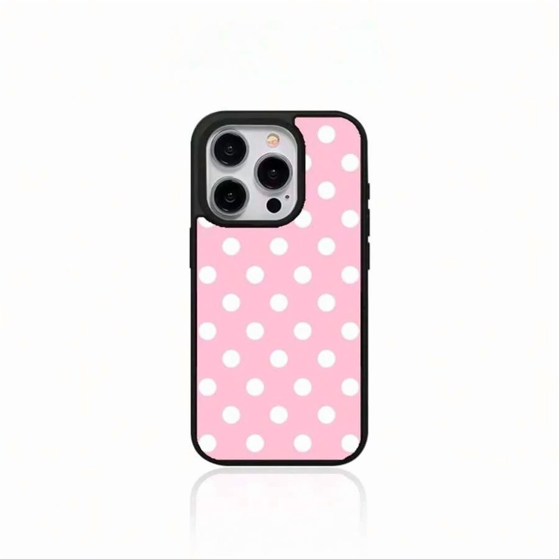 1pc Funda Classic Versatile Polka Dot Acrylic Black Edge Magnetic Phone ...