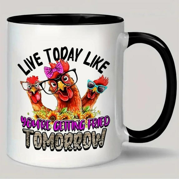 1pc Funny Chicken Coffee Mug with Rooster Design 11oz Cup Dishwasher ...