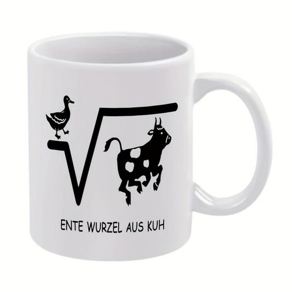 1pc Funny German Math Mug Duck Cow Design with Ente Wurzel Aus Kuh Text ...
