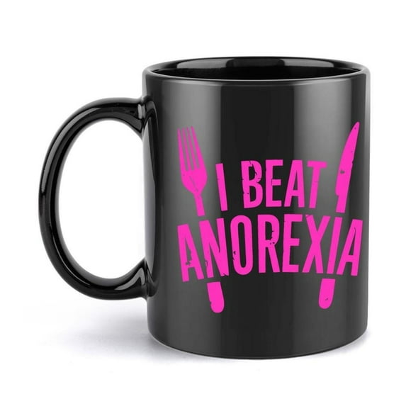1pc Funny I Beat Anxiety Coffee Mug with Fork Design Cup Pink Text ...