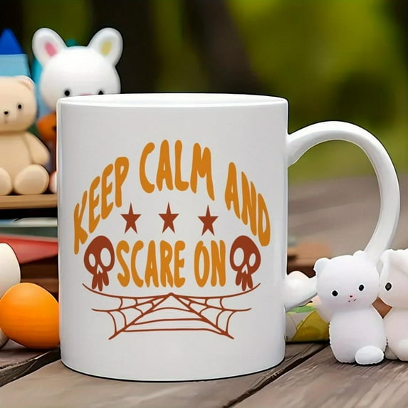 1pc Funny Keep Calm and Scare On Halloween Mug with Skull Stars Design ...