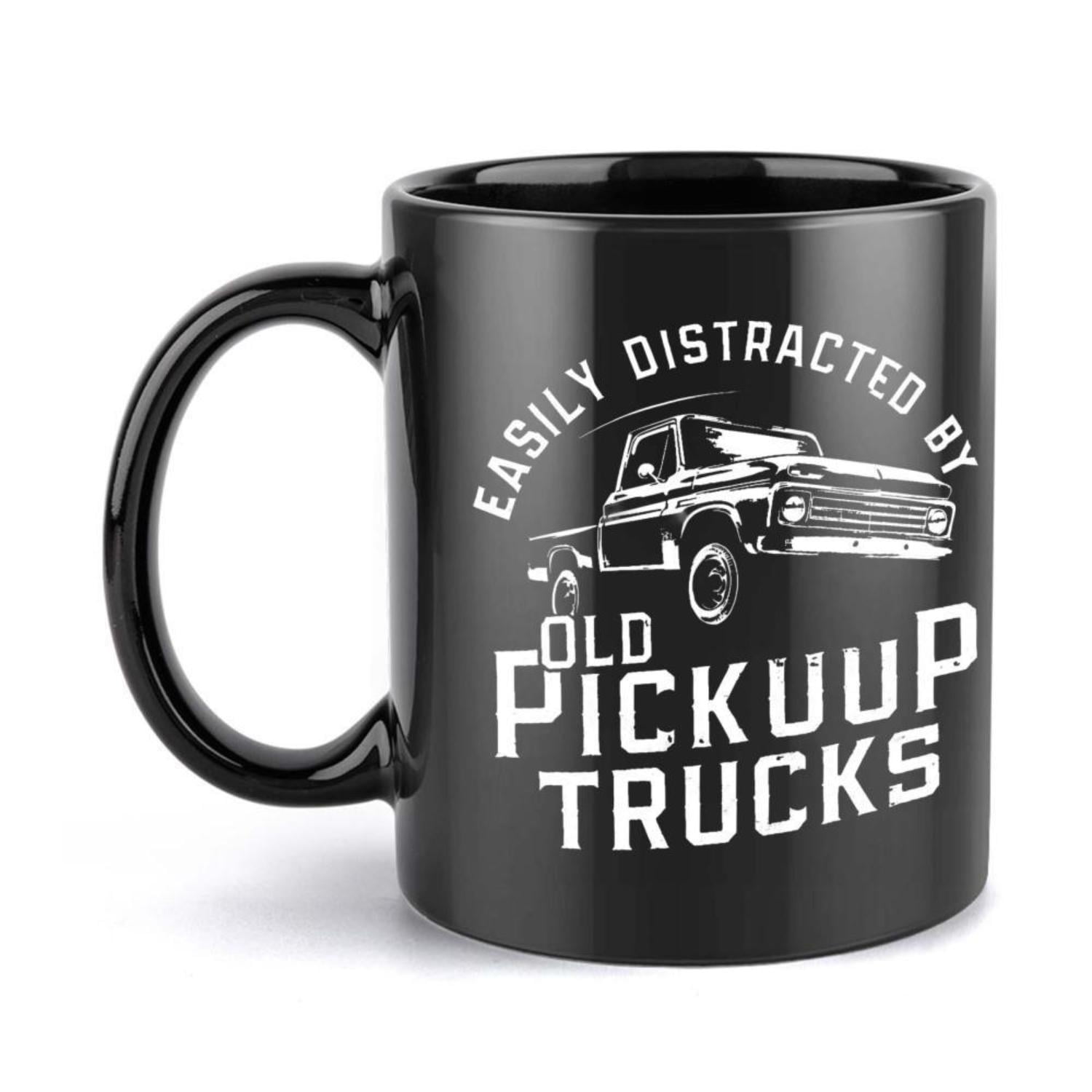 1pc Funny Old Pickup Trucks Ceramic Mug 11oz Black with White Text ...