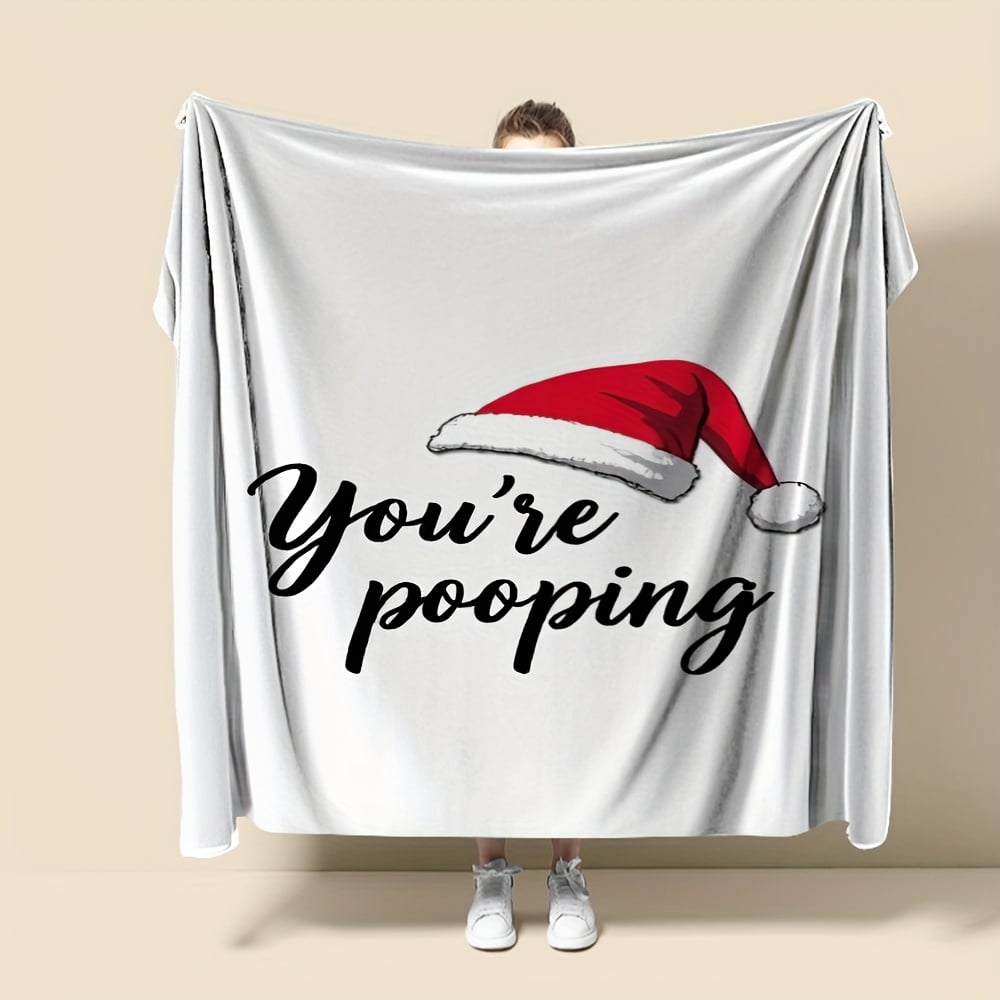 1pc Funny Pooping Santa Hat Blanket - Soft Flannel All-Season Throw ...