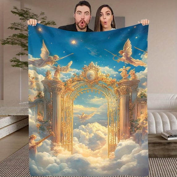 1pc Gate of Heaven Celestial Throw Blanket - Heavenly Golden Gate, All ...