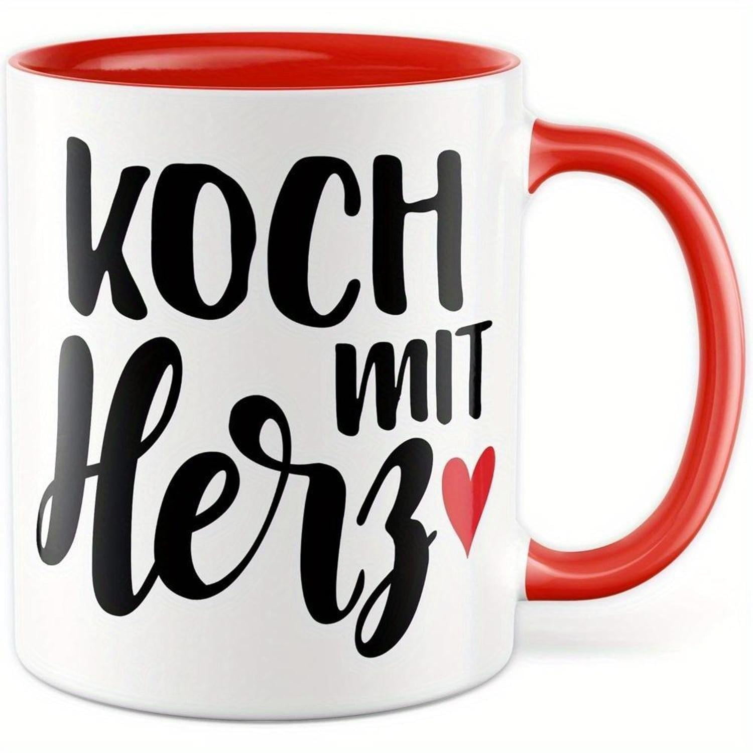 1pc German Chef Mug with Koch mit Herzen Chef with Heart Quote Red ...