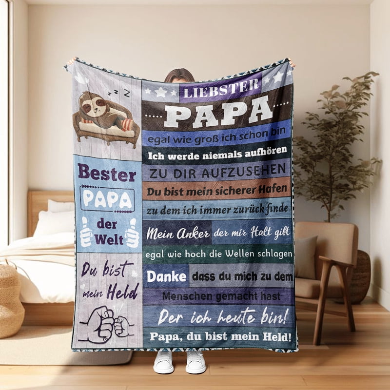 1pc German Wood Plank Print Flannel Blanket for Dad - White with ...