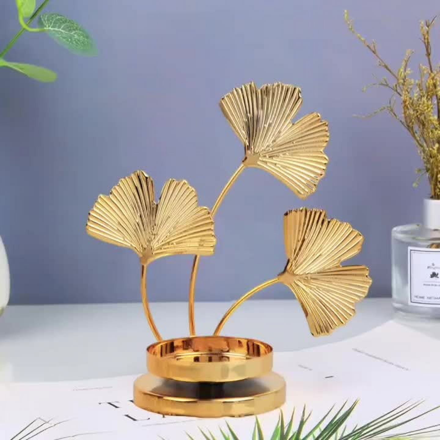 1pc Ginkgo Leaf Iron Art Light Luxury Home Candlestick Ornament ...