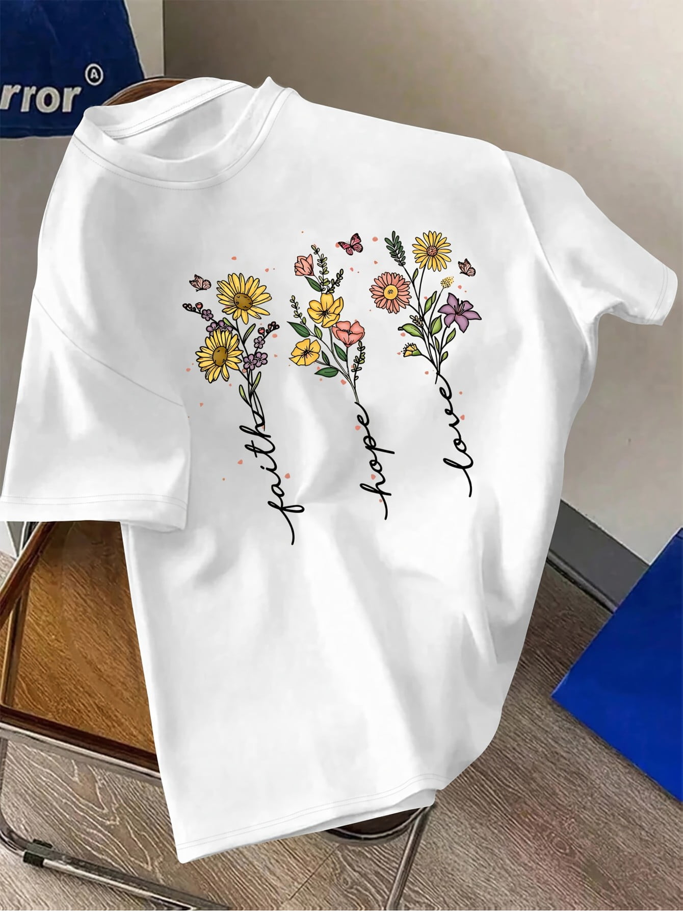 1pc Girls' Summer Casual Floral Print T-Shirt, Round Neck, Loose Fit ...