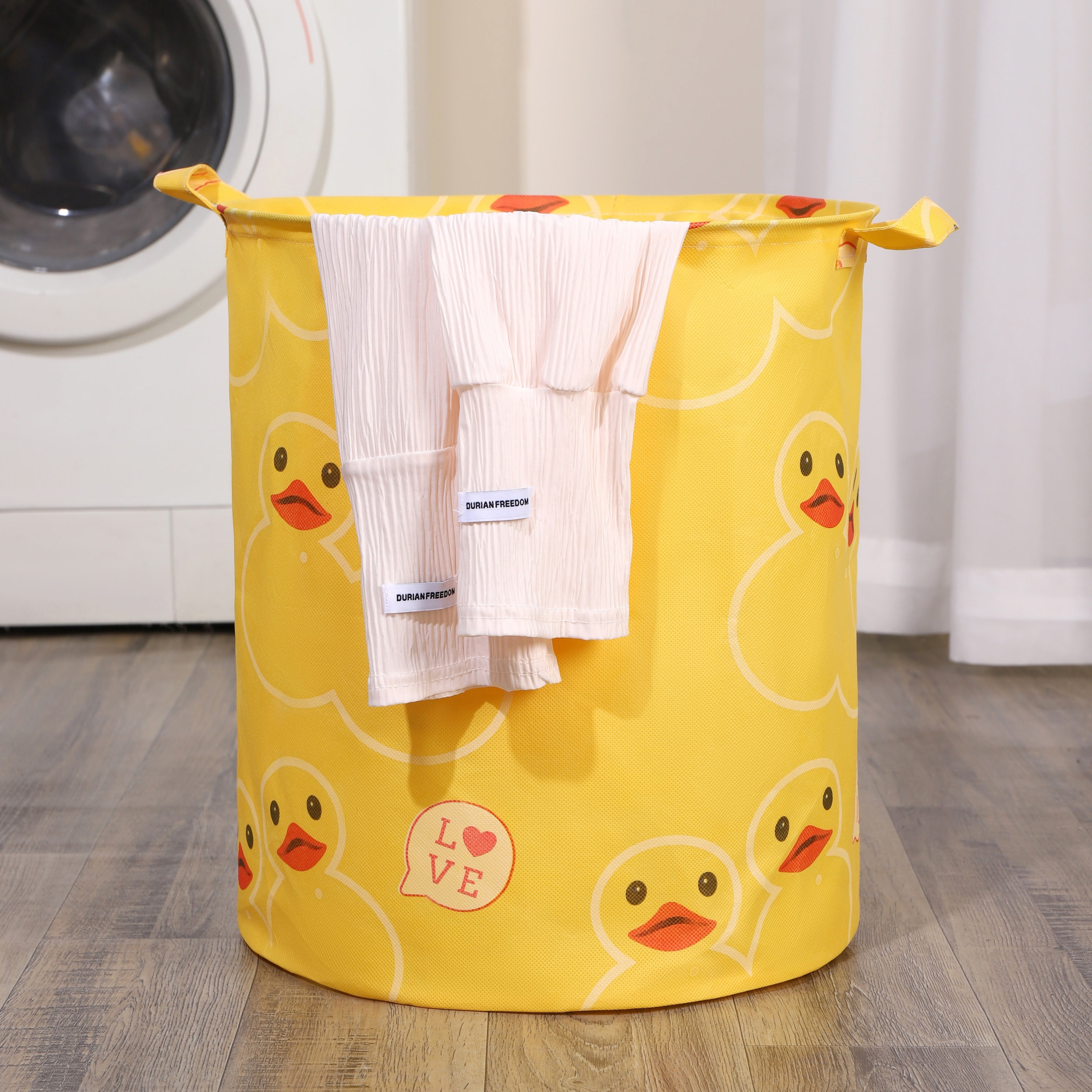 1pc Glam Style Cloth Laundry Basket with Handles, Elongated Storage ...