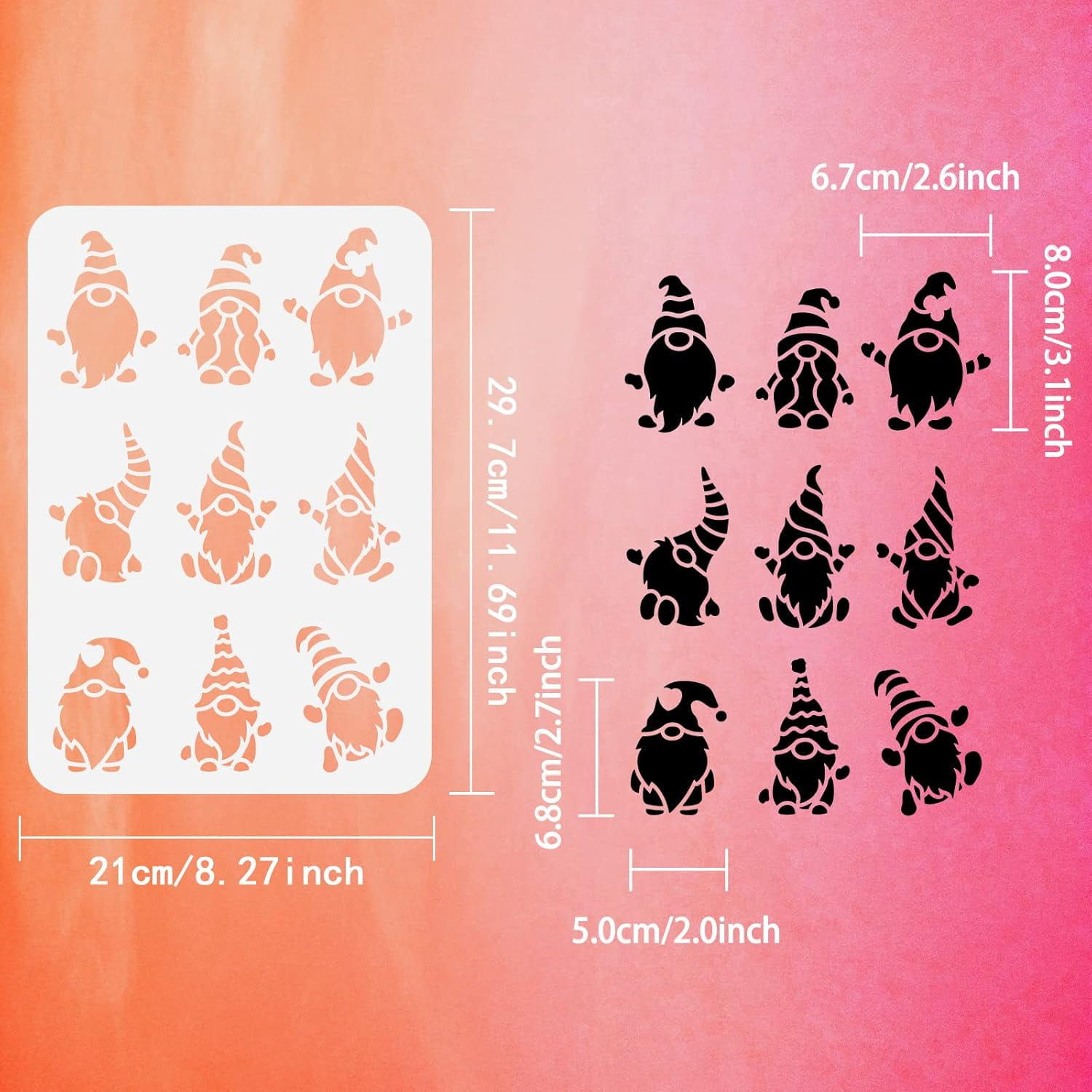 1pc Gnomes Stencil 8.3x11.7inch Reusable 9 style Gnomes Pattern ...