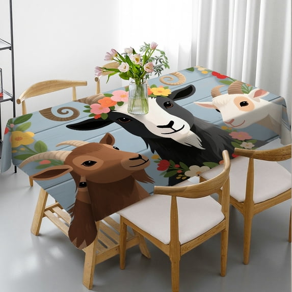 1pc Goat Farmhouse Country Animal Portrait (2) Print Tablecloths ...