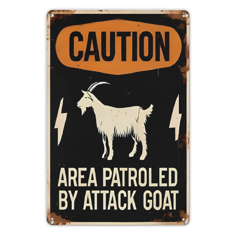 1pc "Goat Patrol Area" Retro Sign - Vintage Humorous Wall Decor with ...
