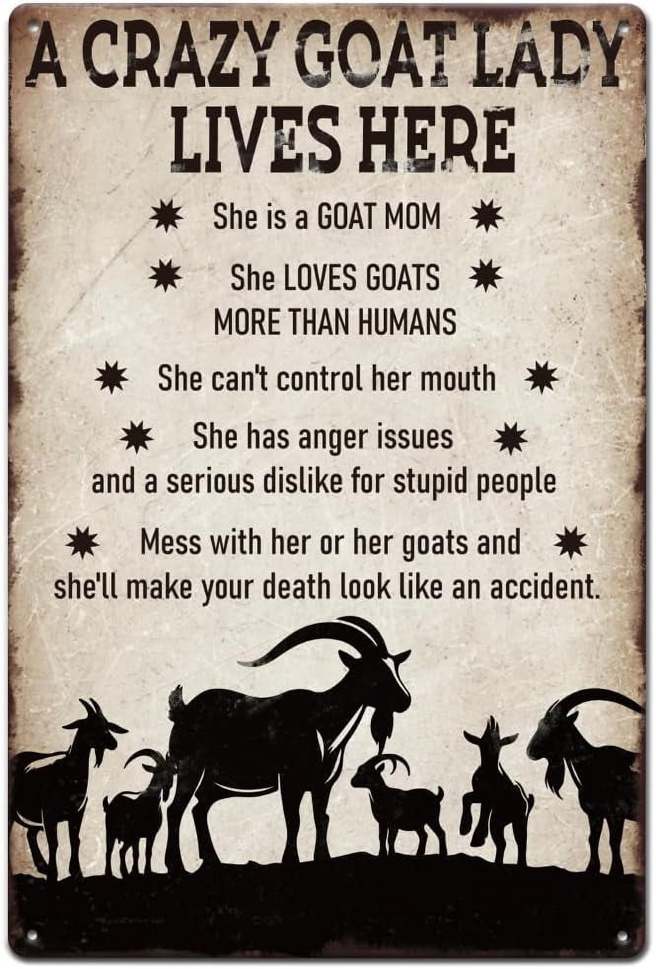 1pc Goats Metal Tin Sign Crazy Goat Metal Tin Sign Funny Signs and ...