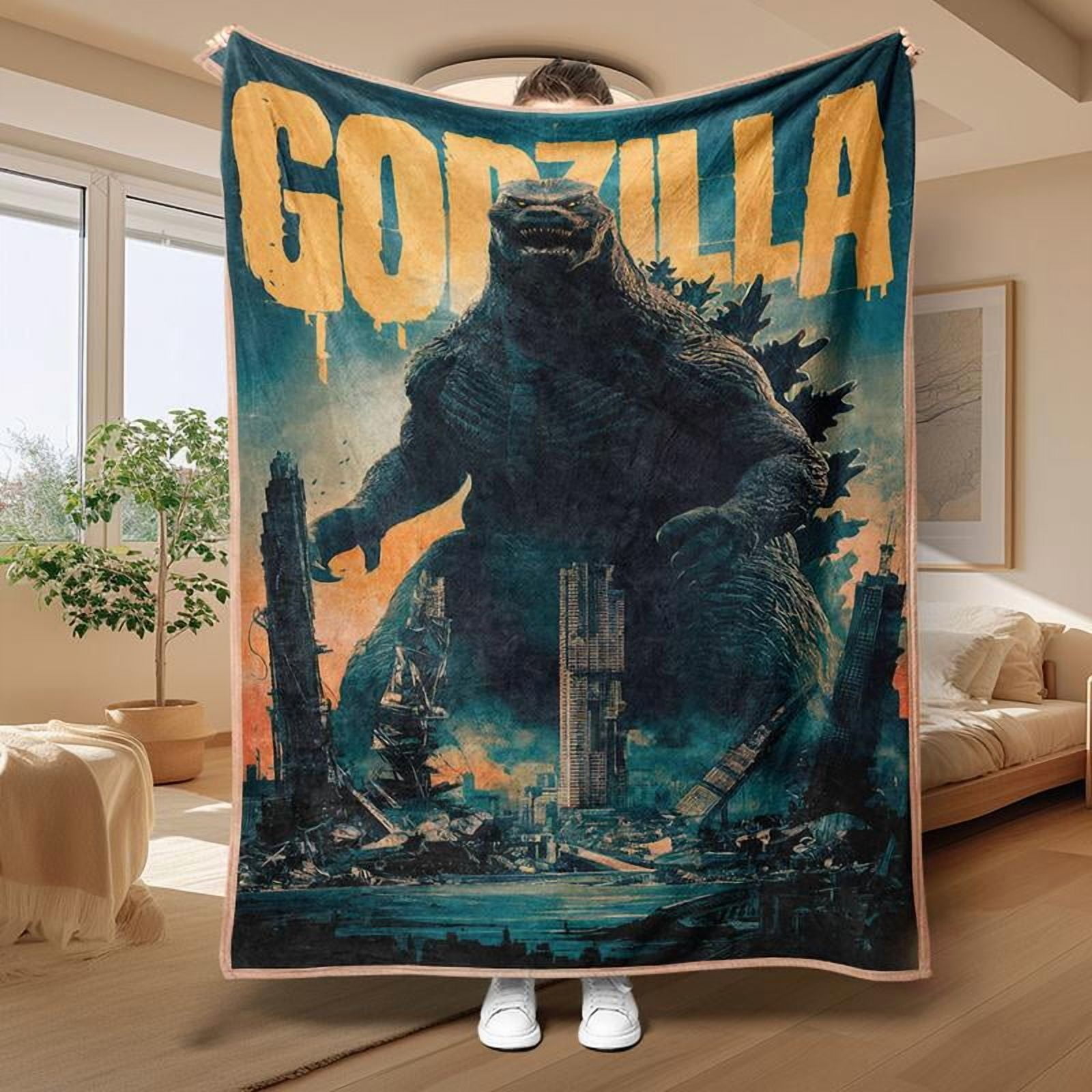 1pc Godzilla City Shock Theme Blanket, Soft Lightweight Travel Blanket ...