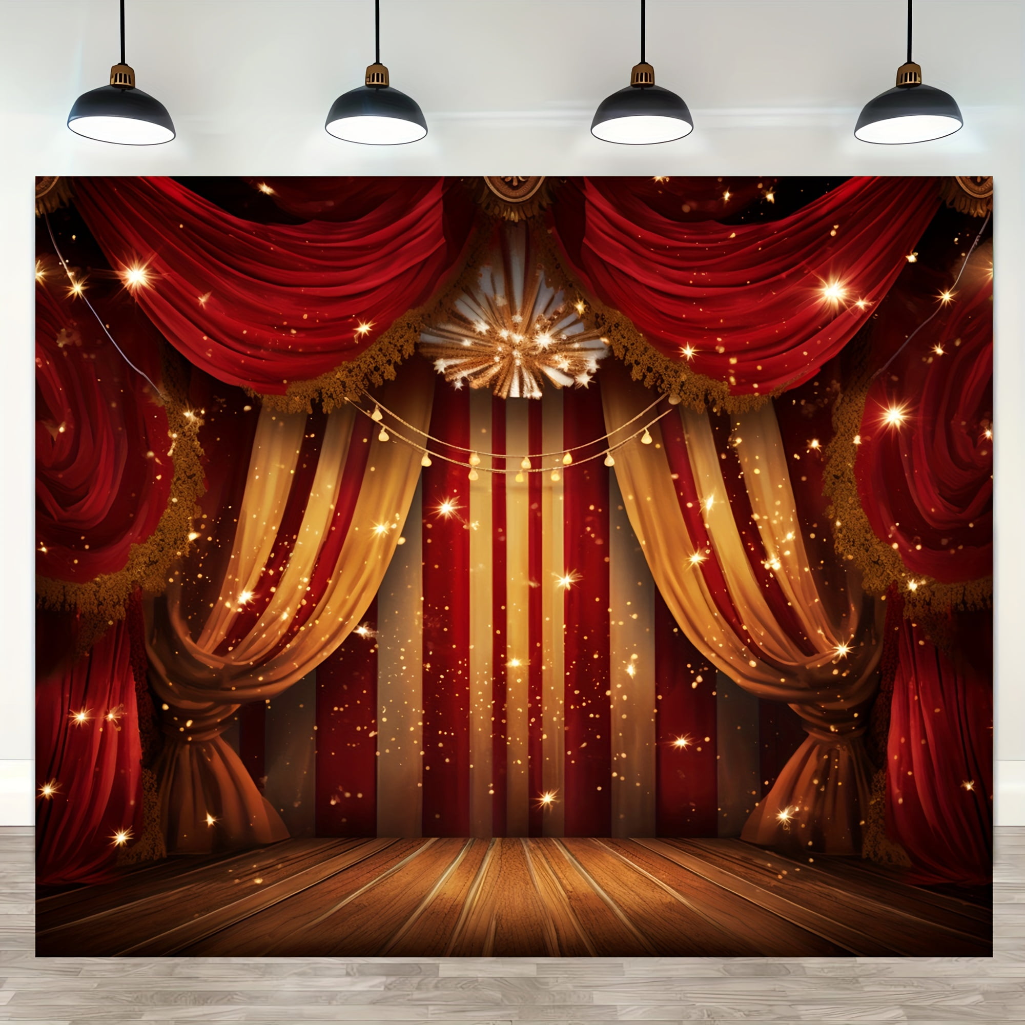 1pc, Golden Glitter Red Curtain Photography Backdrop Circus Carnival ...