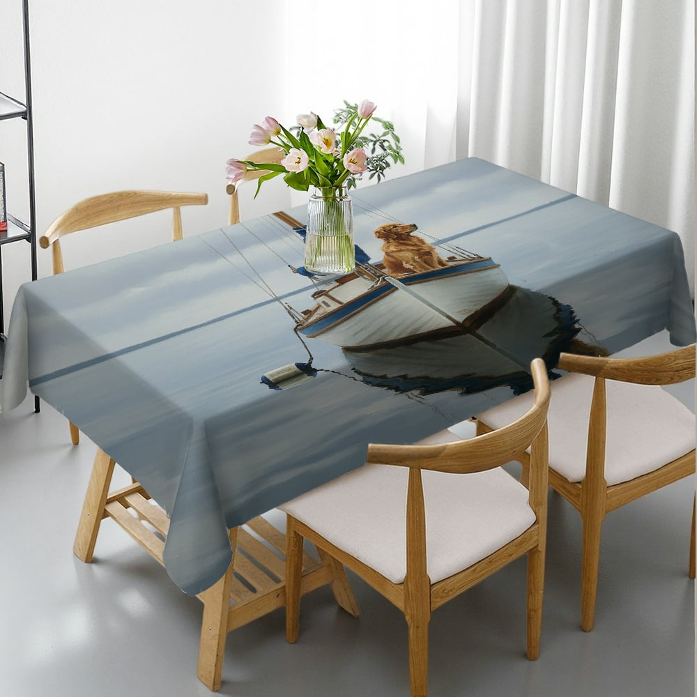 1pc Golden Retriever Sea Captain Print Tablecloths rectangle tables ...