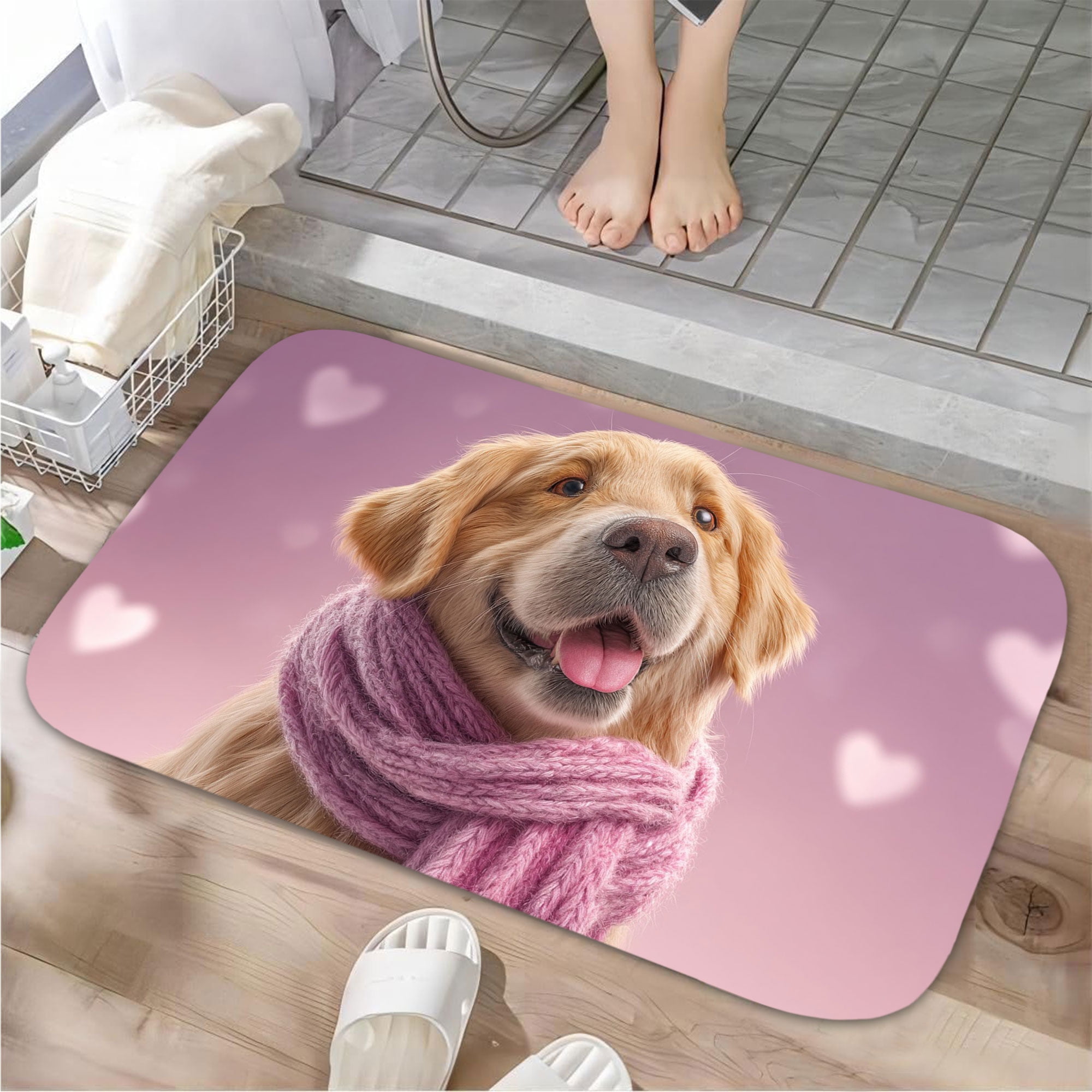 1pc A Golden Retriever wearing Absorbent Non-Slip Bathroom Thickened ...