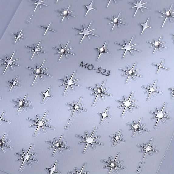 1pc Golden Silvery Stars Nail Art Stickers with Rhinestones - Y2K ...