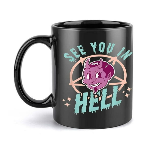 1pc Gothic Devil Mug with See You in Text Purple Devil Face Black ...